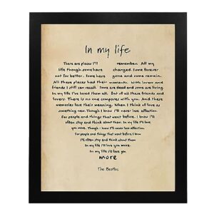 The Beatles - In My Life | Unique Word Art Music Decor Wall Art, This Ready to Frame Music Wall Art Poster Print is Good For Music Room, Office, Studio, And Man Cave Room Decor, Unframed - 8 * 10”