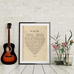 The Beatles - In My Life | Unique Word Art Music Decor Wall Art, This Ready to Frame Music Wall Art Poster Print is Good For Music Room, Office, Studio, And Man Cave Room Decor, Unframed - 8 * 10”