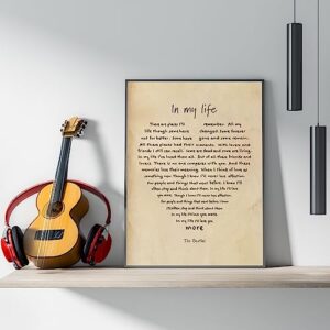 The Beatles - In My Life | Unique Word Art Music Decor Wall Art, This Ready to Frame Music Wall Art Poster Print is Good For Music Room, Office, Studio, And Man Cave Room Decor, Unframed - 8 * 10”