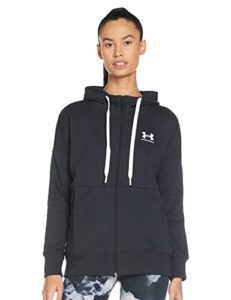 under armour women's rival fleece full zip hoodie , black (001)/white , xx-large