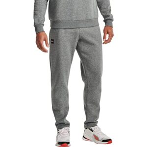 under armour mens rival fleece pants , pitch gray light heather (012)/onyx white , large