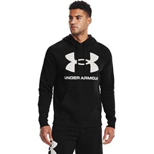 under armour mens rival fleece big logo hoodie , black (001)/onyx white , 3x-large