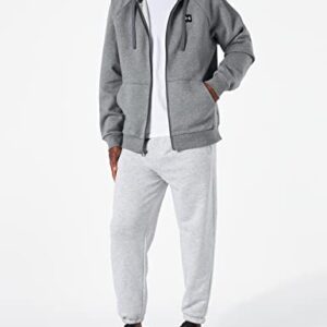 Under Armour Mens Rival Fleece Full Zip Hoodie , Pitch Gray Light Heather (012)/Onyx White , Large