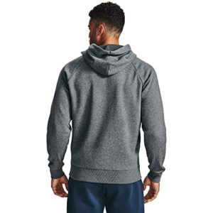 Under Armour Mens Rival Fleece Full Zip Hoodie , Pitch Gray Light Heather (012)/Onyx White , Large