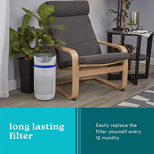 Homedics 5-in-1 UV-C Air Purifier - 360-Degree HEPA Filter, Air Purifiers for Bedroom and Home with Essential Oil Pads and Built-In Timer, 3 Speed Settings for Small Rooms, White