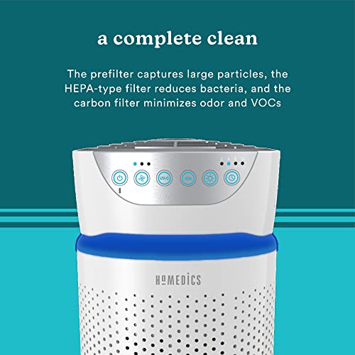 Homedics 5-in-1 UV-C Air Purifier - 360-Degree HEPA Filter, Air Purifiers for Bedroom and Home with Essential Oil Pads and Built-In Timer, 3 Speed Settings for Small Rooms, White