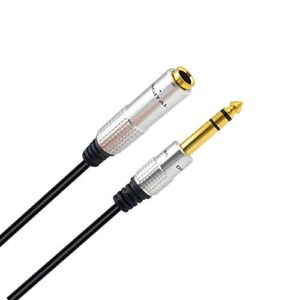 Poyiccot 1/4 inch Extension Cable, 6.35mm 1/4" inch Male to Female Stereo Headphone Guitar Extension Cable Cord, Gold Plated Quarter inch Headphone Extension Cable, 12inch Length