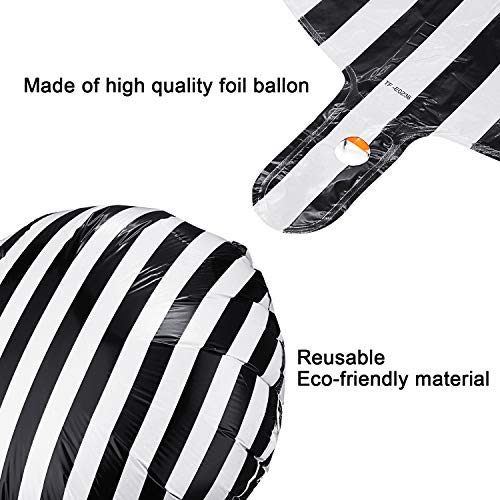 12 Pieces 18 Inch Black and White Striped Balloons Decoration Foil Mylar Balloons Aluminum Helium Balloons for Birthday Party, Baby Shower, Halloween, Ceremonies, Holiday Parties Decoration