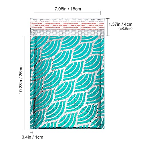 PACKAPRO #0 7x10 Inch Ripple Wave- Teal Poly Bubble Mailer Self Seal Padded Shpping Envelopes Pack of 25 for Jewelry Makeup Supplies