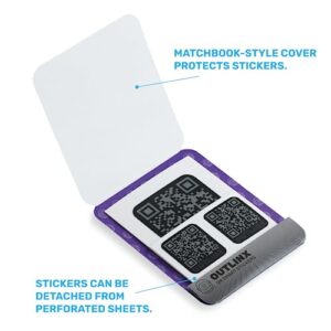 OUTLINX QR Smart Stickers | Stick Digital Notes to Your Things | Blackout 4-Pack Bundle 32x Stickers