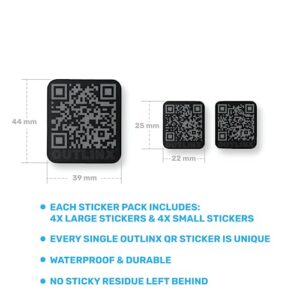 OUTLINX QR Smart Stickers | Stick Digital Notes to Your Things | Blackout 4-Pack Bundle 32x Stickers