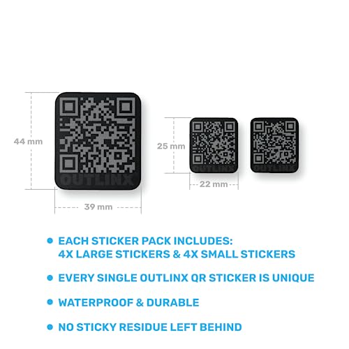 OUTLINX QR Smart Stickers | Stick Digital Notes to Your Things | Blackout 4-Pack Bundle 32x Stickers