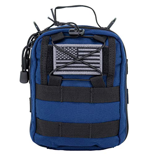 LINE2design First Aid (Ifak) Pouch EMS Bag - EMT Emergency Medical Trauma Pack Bags Tactical EDC Rescue Utility Gear IFAK Bags for Hiking Stop Bleeding Includes USA Patch - Navy