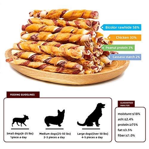 Jungle Calling Dog Treats, Natural Chicken Wrapped Rawhide Sticks, Grain-Free Training Rewards Chews for Small and Medium Puppy,10.6oz