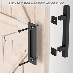 SKYSEN 2 Pack 12" Barn Door Handles, Sliding barn Door Pull Handle, No Gap Flat Plate Design- Heavy Duty- Square- Easy to Install- Matt Black (685-2)