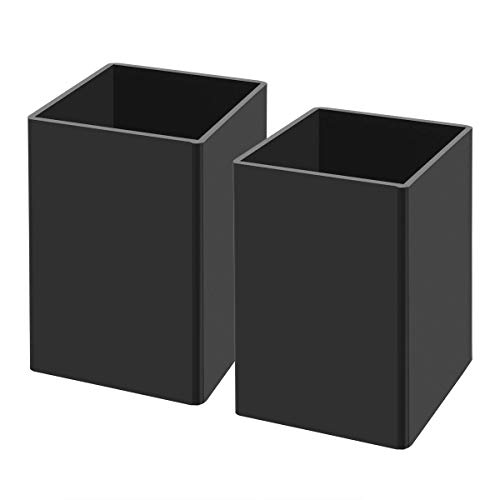 NIUBEE Black Acrylic Pen Holder 2 Pack, Desktop Pencil Cup Stationery Organizer for Office Desk Accessory