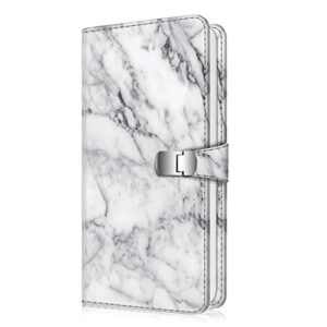 fintie wallet photo album for fujifilm instax 3-inch film,108 pockets album for fujifilm instax mini 11/mini 40/mini evo/liplay/mini link printer, hp sprocket, polaroid camera, marble white