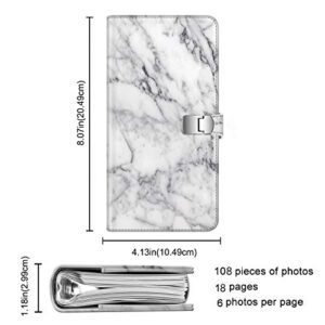 Fintie Wallet Photo Album for Fujifilm Instax 3-Inch Film,108 Pockets Album for Fujifilm Instax Mini 11/Mini 40/Mini EVO/LiPlay/Mini Link Printer, HP Sprocket, Polaroid Camera, Marble White