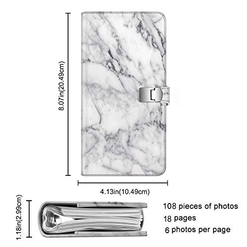 Fintie Wallet Photo Album for Fujifilm Instax 3-Inch Film,108 Pockets Album for Fujifilm Instax Mini 11/Mini 40/Mini EVO/LiPlay/Mini Link Printer, HP Sprocket, Polaroid Camera, Marble White