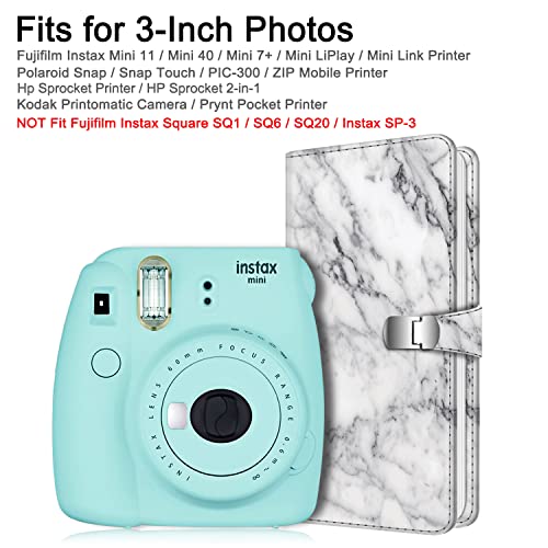 Fintie Wallet Photo Album for Fujifilm Instax 3-Inch Film,108 Pockets Album for Fujifilm Instax Mini 11/Mini 40/Mini EVO/LiPlay/Mini Link Printer, HP Sprocket, Polaroid Camera, Marble White