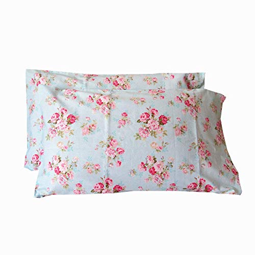 YIH Cotton Pillow Cases Standard Size Set of 2, Flower Printed Queen Pillowcases, Premium Quality Machine Washable (7)