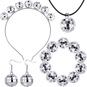 hicarer disco ball accessories 70s disco costume for women disco ball headband disco ball earrings disco ball necklace disco ball bracelet 1970 disco ball costume accessories for women