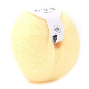 yarn mohair e11wool yarn for knitting soft mohair knit long wool yarn diy scarf crochet thread supplies (with a crochet)(light yellow)