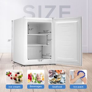 Kismile Compact Upright Freezer with Reversible Single Door,Removable Shelves Mini Freezer with Adjustable Thermostat for Home/Kitchen/Office (2.1 Cu.ft, White)