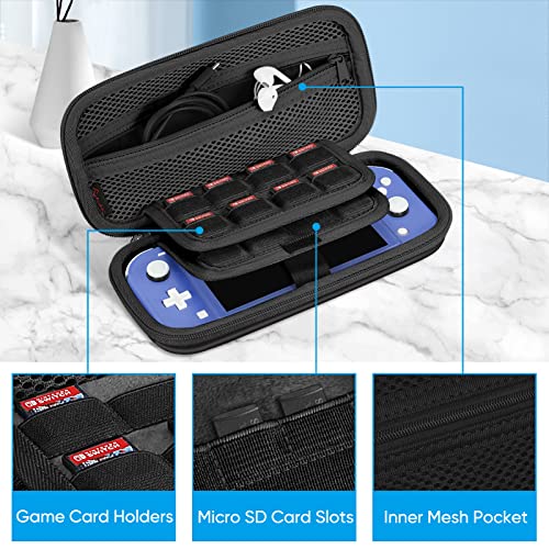 Fintie Carrying Case for Nintendo Switch Lite 2019, [Shockproof] Hard Shell Protective Cover Travel Bag w/15 Game Card & 2 Micro SD Card Slots for Switch Lite Console & Accessories, Dont Touch