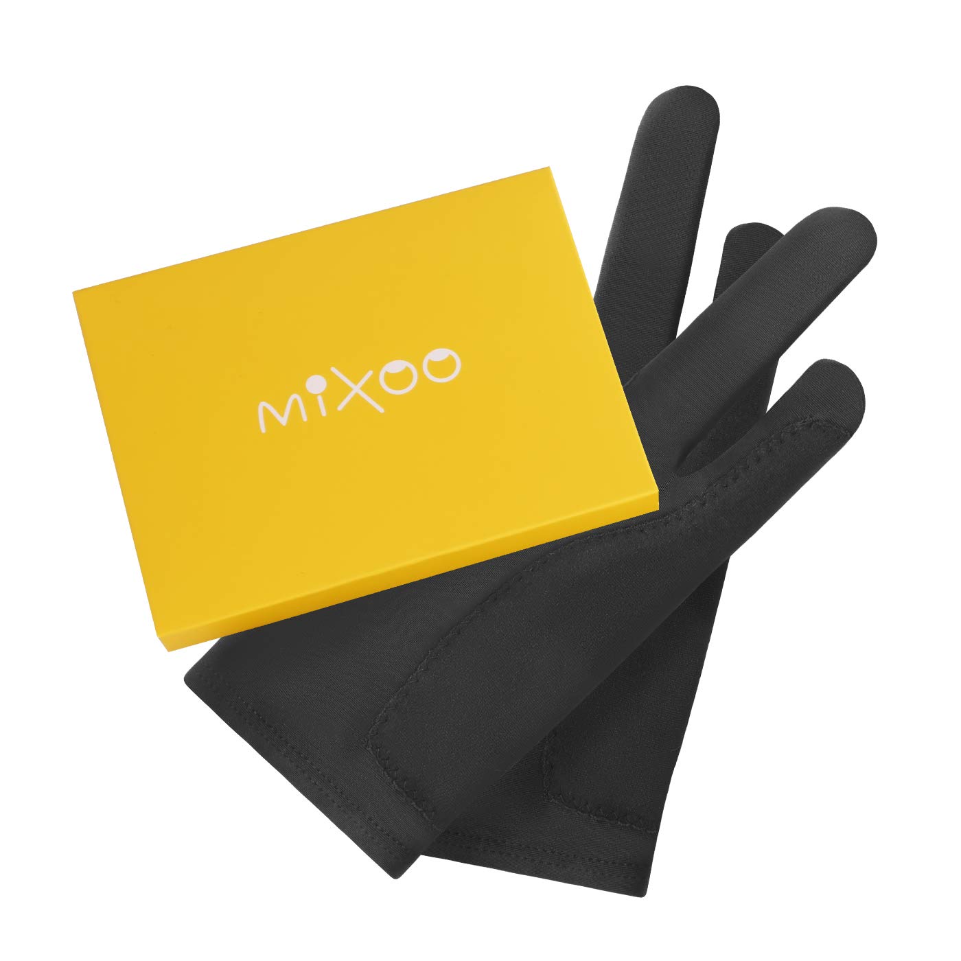 Mixoo Artists Gloves 2 Pack - Palm Rejection Gloves with Two Fingers for Paper Sketching, iPad, Graphics Drawing Tablet, Suitable for Left and Right Hand (Medium)