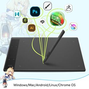 Digital Graphic Drawing Tablet VEIKK A30, 4 Touch Keys 1 Touch Panel, Linux Support, 10x6 Inch with 8192 Levels Battery-Free Pen Electronic Writing Tablets for PC/Android/Mac/Windows