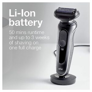 Braun Electric Razor for Men, Waterproof Foil Shaver, Series 5 5050cs, Wet & Dry Shave, With Beard Trimmer and Body Groomer, Rechargeable, Charging Stand Included, Blue