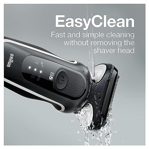 Braun Electric Razor for Men, Waterproof Foil Shaver, Series 5 5050cs, Wet & Dry Shave, With Beard Trimmer and Body Groomer, Rechargeable, Charging Stand Included, Blue