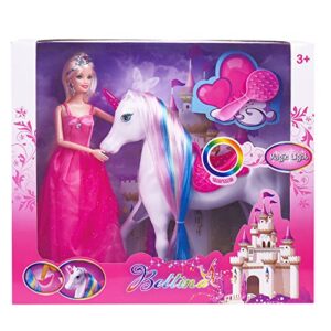 magic light unicorn & princess doll, unicorn toys for girls 3+, unicorn gifts for christmas birthday for kids aged 3 4 5 6 7 8