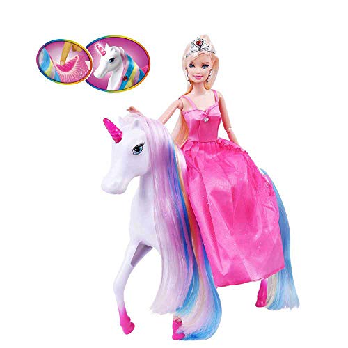 Magic Light Unicorn & Princess Doll, Unicorn Toys for Girls 3+, Unicorn Gifts for Christmas Birthday for Kids Aged 3 4 5 6 7 8