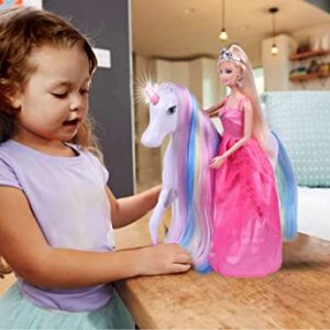 Magic Light Unicorn & Princess Doll, Unicorn Toys for Girls 3+, Unicorn Gifts for Christmas Birthday for Kids Aged 3 4 5 6 7 8