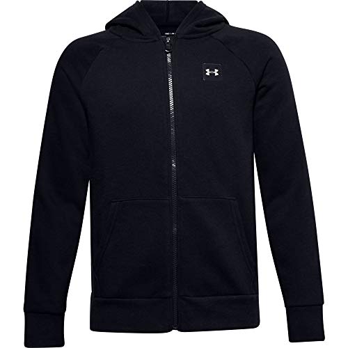 Under Armour Boys' Rival Fleece Full Zip Hoodie , Black (001)/Onyx White , Youth X-Large