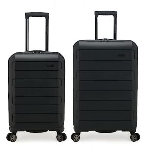 traveler's choice pagosa indestructible hardshell expandable spinner luggage, black, 2 piece set