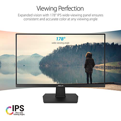 ASUS VA24EHE 23.8” Monitor 75Hz Full HD (1920x1080) IPS Eye Care HDMI D-Sub DVI-D,Black