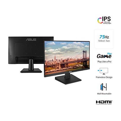 ASUS VA24EHE 23.8” Monitor 75Hz Full HD (1920x1080) IPS Eye Care HDMI D-Sub DVI-D,Black