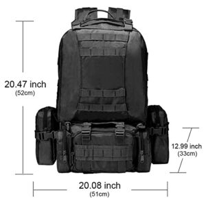 CVLIFE Tactical Backpack Military Army Rucksack 60L Large Assault Pack Detachable Molle Bag