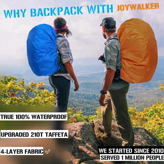 Joy Walker Waterproof Backpack Rain Cover for (15-90L), Upgraded Anti-slip Cross Buckle Straps, Triple Strengthened Layers for Hiking Camping Traveling Cycling (Lake blue, Small (for 15-25L backpack))