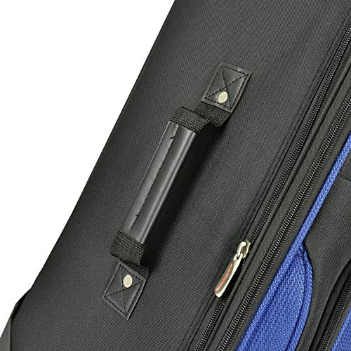 U.S. Traveler New Yorker Lightweight Softside Expandable Travel Rolling Luggage, Blue Dobby, 3-Piece Set (15/21/29)