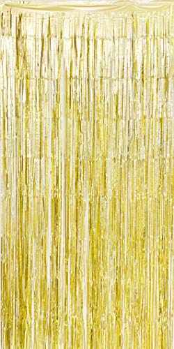 Allgala 4PK Metalic Tinsel Party Photo Backdrop Curtains Door Fringe Décor-Gold Matte-BD52403