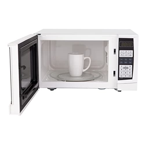 Avanti MT9K0W Microwave Oven 900-Watts Compact with 6 Pre Cooking Settings, Speed Defrost, Electronic Control Panel and Glass Turntable, White