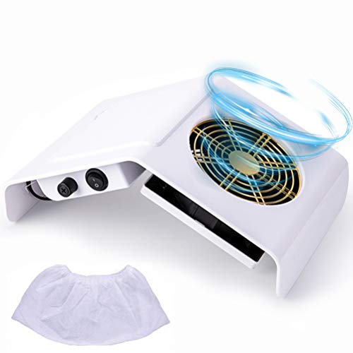 Nail Dust Collector for Acrylic Nails, 40W Nail Dust Fan Nail Cleaner for Manicure - Nail Vacuum Cleaner Powerful Dust Extractor Nail Duster Collector with Leather Nail Arm Rest Pad (White)