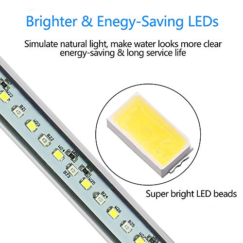 MingDak Submersible LED Aquarium Light,Fish Tank Light with Timer Auto On/Off, White & Blue LED Light bar Stick for Fish Tank, 3 Light Modes Dimmable,8W,15 Inch