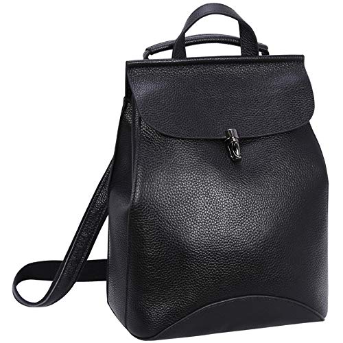 HESHE Leather Backpack for Women Fashion Anti-Theft Back Pack Purses Travel Bag Casual Daypack Small Backpacks Shoulder Bag (Black)