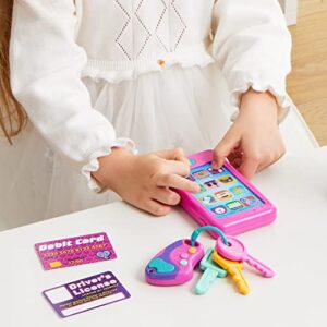 JOYIN Play-act Pretend Play Smart Phone, Keyfob Key Toy and Credit Cards Set, Kids Toddler Cellphone Toys, Toddler Birthday Gifts Toys for 1 2 3 4 5 Year Old