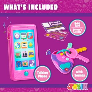 JOYIN Play-act Pretend Play Smart Phone, Keyfob Key Toy and Credit Cards Set, Kids Toddler Cellphone Toys, Toddler Birthday Gifts Toys for 1 2 3 4 5 Year Old